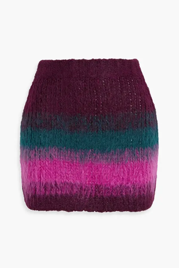 THE ELDER STATESMAN Thistle Striped Alpaca-blend Mini Skirt