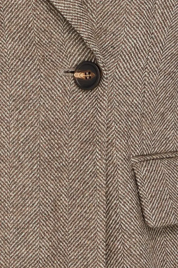 Brunello Cucinelli Double-breasted Herringbone Wool-blend Blazer
