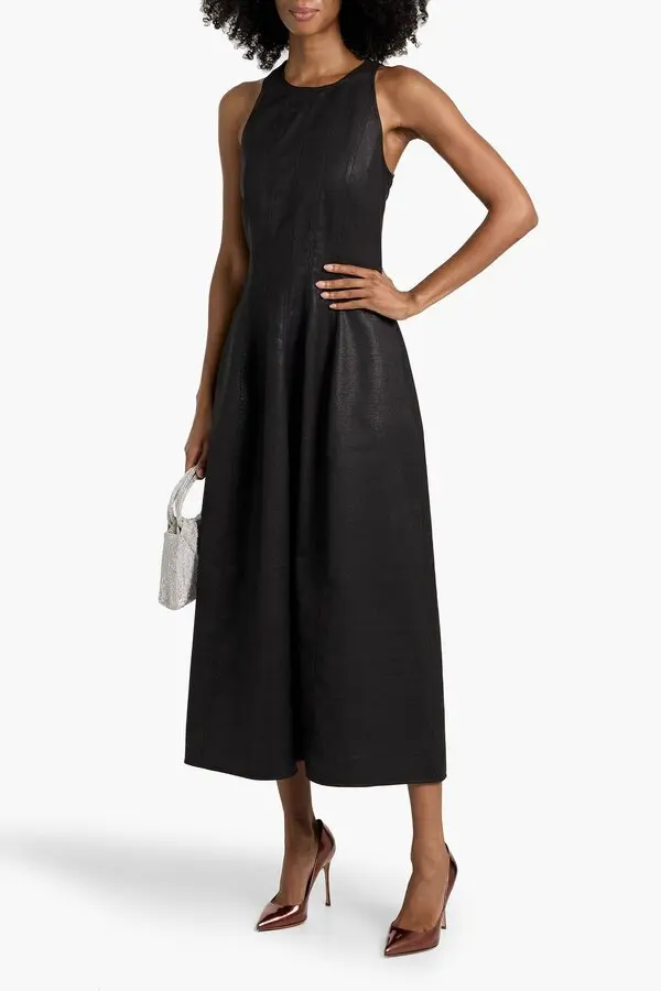 Brunello Cucinelli Metallic Wool-blend Midi Dress