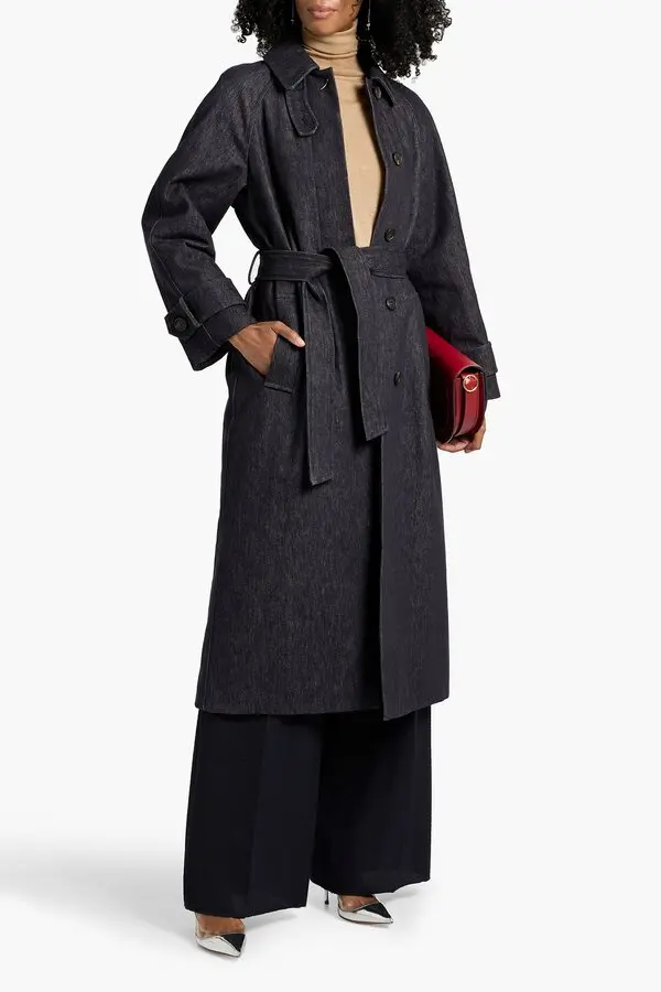 Brunello Cucinelli Bead-embellished Denim Trench Coat