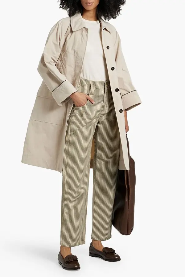 Brunello Cucinelli Canvas Coat With Bead Embellishment