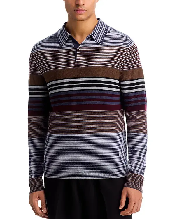 Paul Smith Wool Striped Polo Sweater - Dark Violet