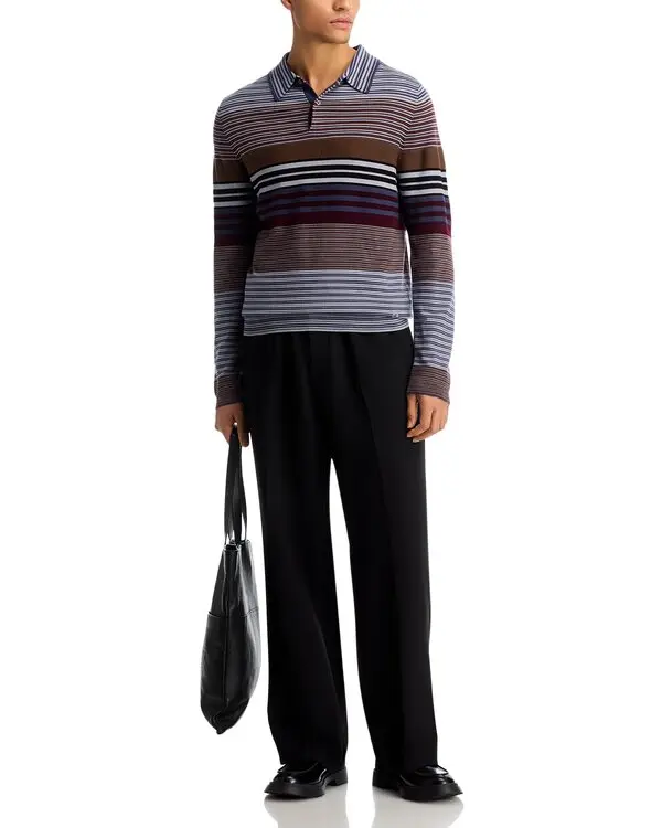 Paul Smith Wool Striped Polo Sweater - Dark Violet