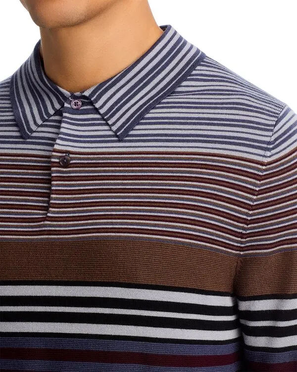 Paul Smith Wool Striped Polo Sweater - Dark Violet