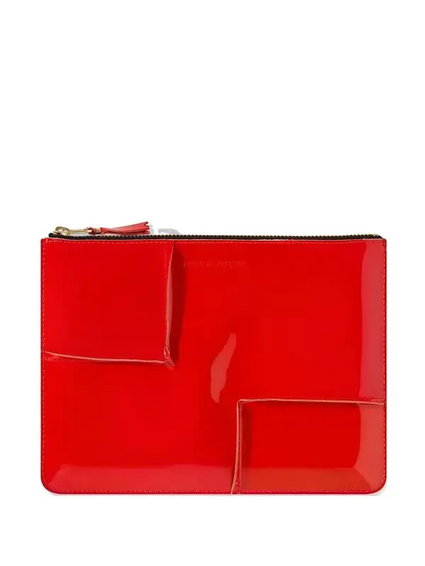 Comme Des Garçons Reversed Hem Zipped Wallet - Red