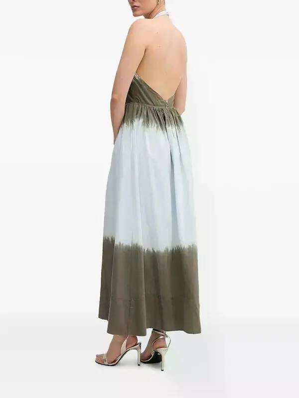 Dkny Halter-neck Tie-dye Maxi Dress - Blue