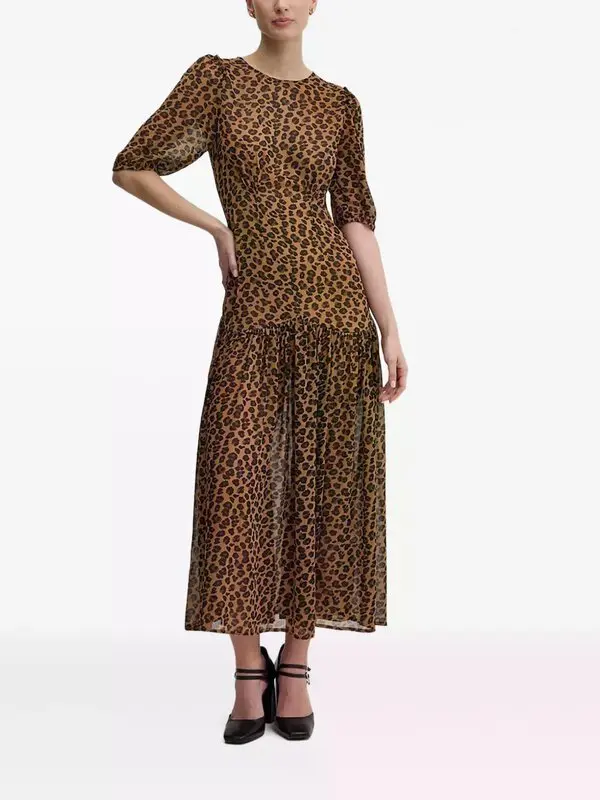 NEVER FULLY DRESSED Leopard-print Midi Dress