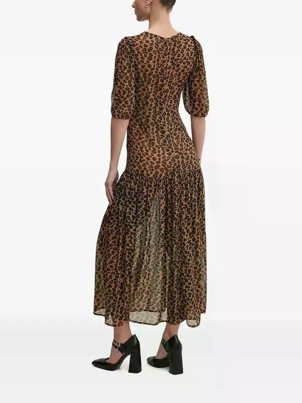 NEVER FULLY DRESSED Leopard-print Midi Dress