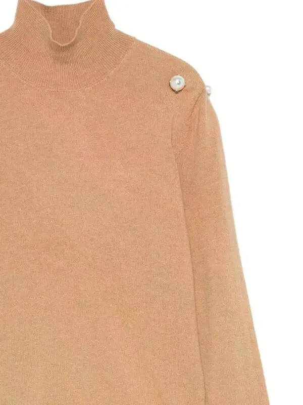 Alberta Ferretti Pearl-embellished Turtleneck Sweater
