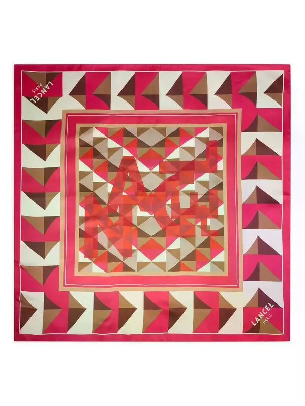 LANCEL Labyrinth Silk Scarf - Pink