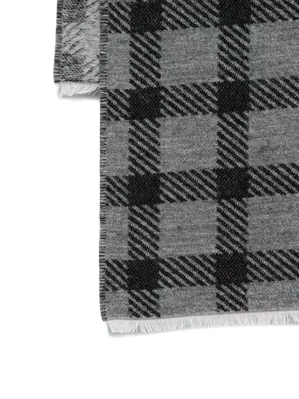 Emporio Armani Check-pattern Logo Scarf - Grey