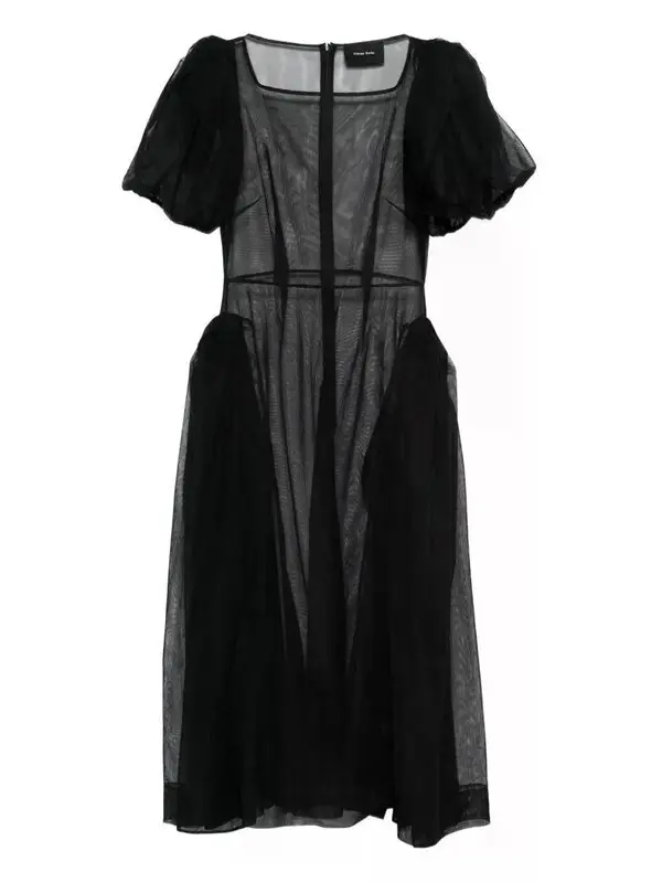 Simone Rocha Puff-sleeve Sheer Overlay Dress