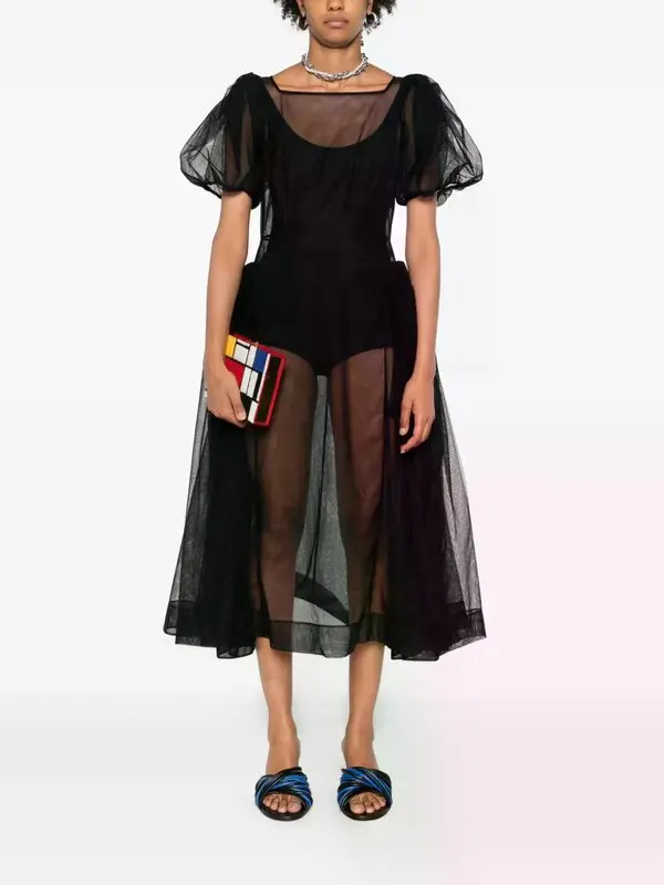 Simone Rocha Puff-sleeve Sheer Overlay Dress