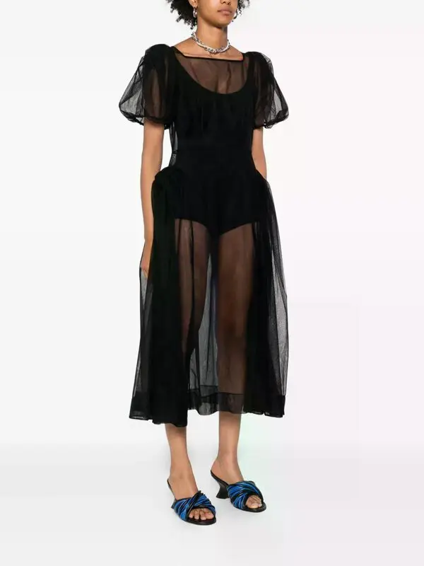 Simone Rocha Puff-sleeve Sheer Overlay Dress