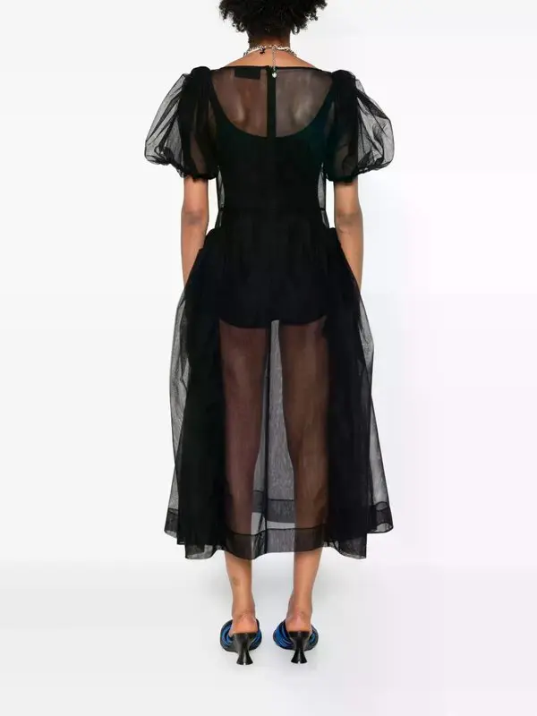 Simone Rocha Puff-sleeve Sheer Overlay Dress
