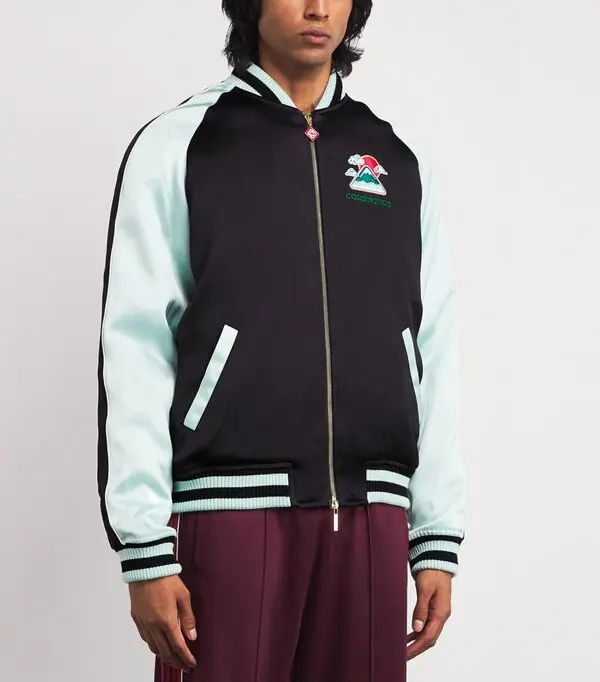 Casablanca Satin Embroidered Bomber Jacket