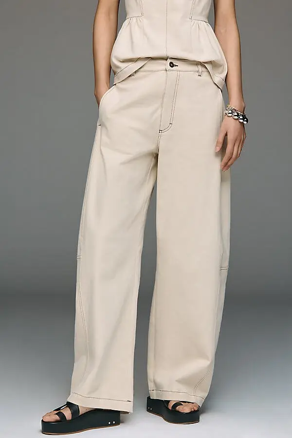 Maeve Curve Puddle Pants - White Swan