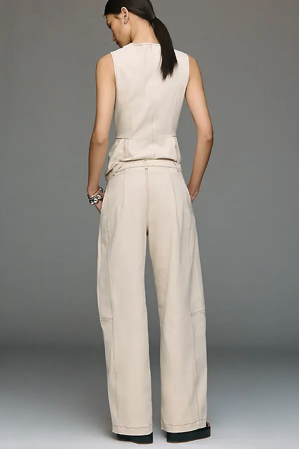 Maeve Curve Puddle Pants - White Swan