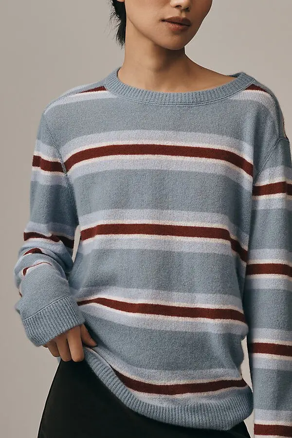 Reformation Cashmere Boyfriend Sweater Bluebell Multi Stripe