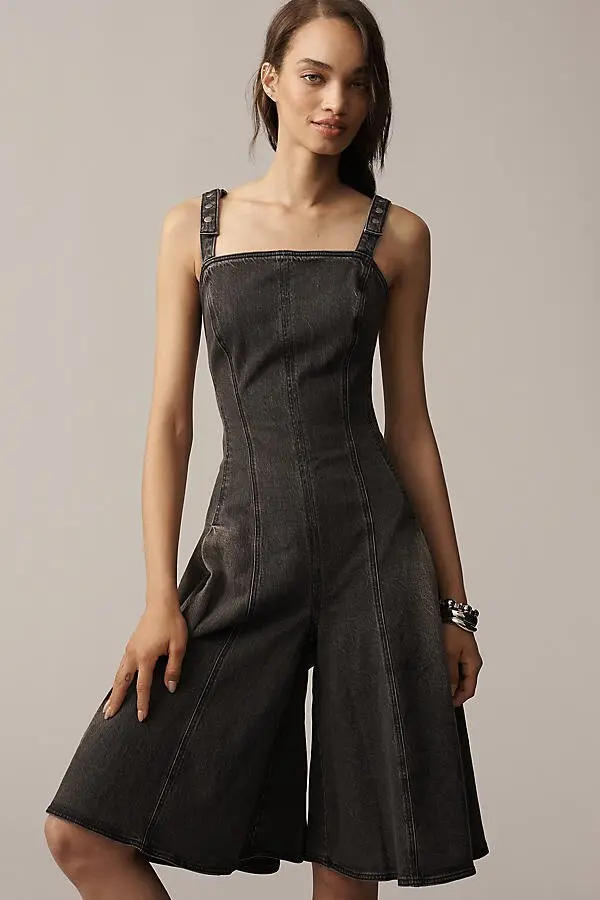 PILCRO Denim Midi Jumpsuit
