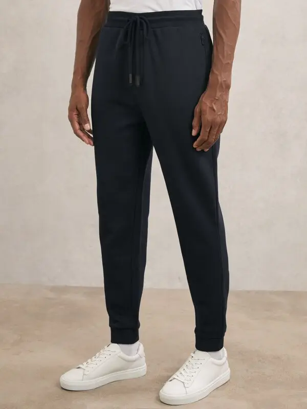 REISS Finch Cotton-blend Drawstring Joggers - Navy