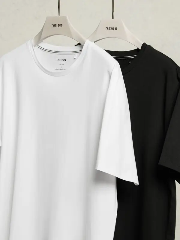 REISS Flex Stretch-cotton Loungewear T-shirts 2 Pack - Black/white