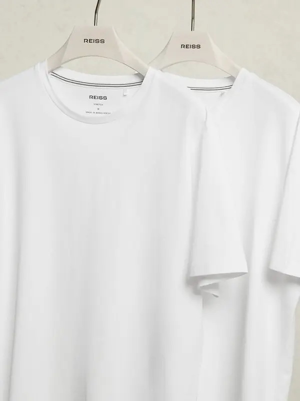 REISS Flex Stretch-cotton Slim-fit T-shirts 2 Pack - White