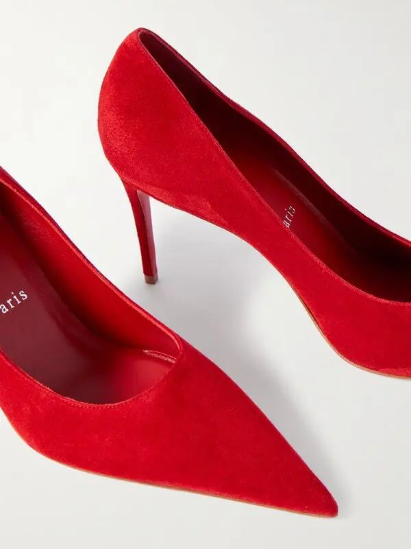 CHRISTIAN LOUBOUTIN Kate Max 85 Suede Pumps - Red
