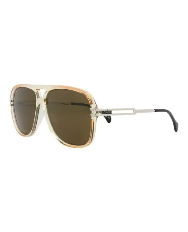 Gucci Aviator Sunglasses - Orange Silver Brown (gg1105s/30012813/002)