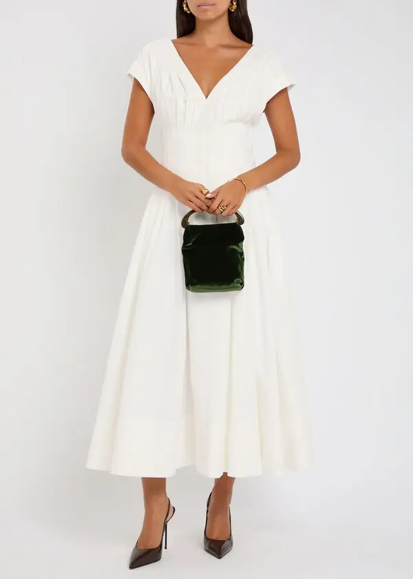 Simkhai Nina Pleated Cotton-blend Poplin Midi Dress - White