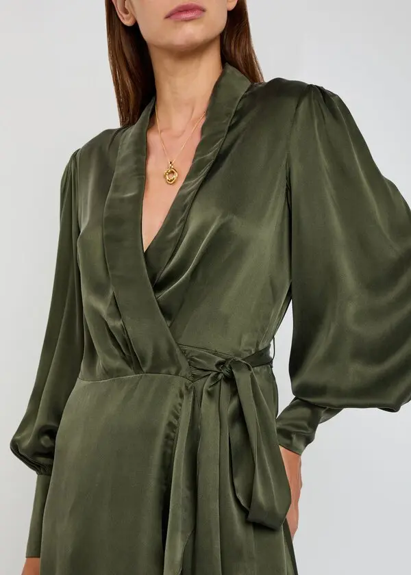 Satin Zimmermann Emerald Green Dress Buy Zimmermann Green Wrap