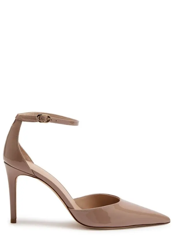 STUART WEITZMAN Patent Leather Pumps With Ankle Strap