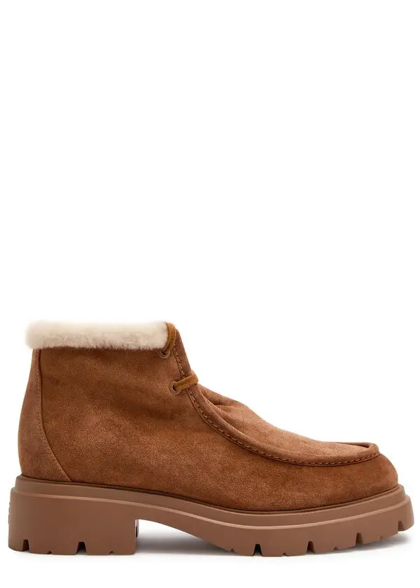 STUART WEITZMAN Hudson Shearling-trimmed Ankle Boots