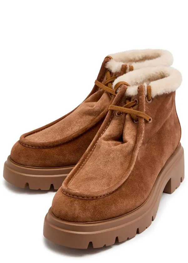 STUART WEITZMAN Hudson Shearling-trimmed Ankle Boots