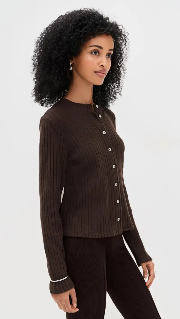 Donni. The Sweater Rib Cardigan - Espresso