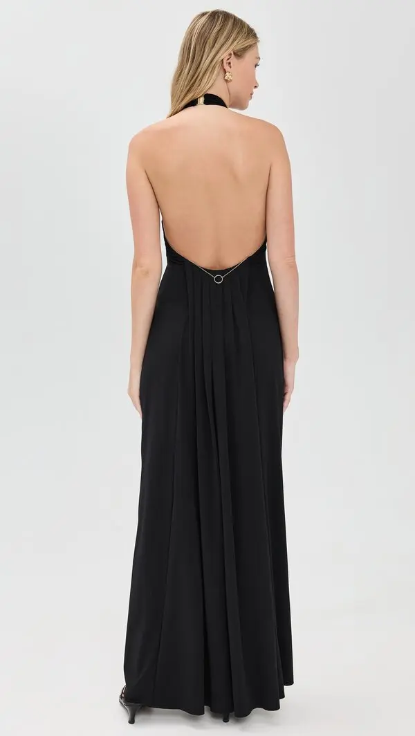 BANANHOT Halter Maxi Dress With O-ring Detail