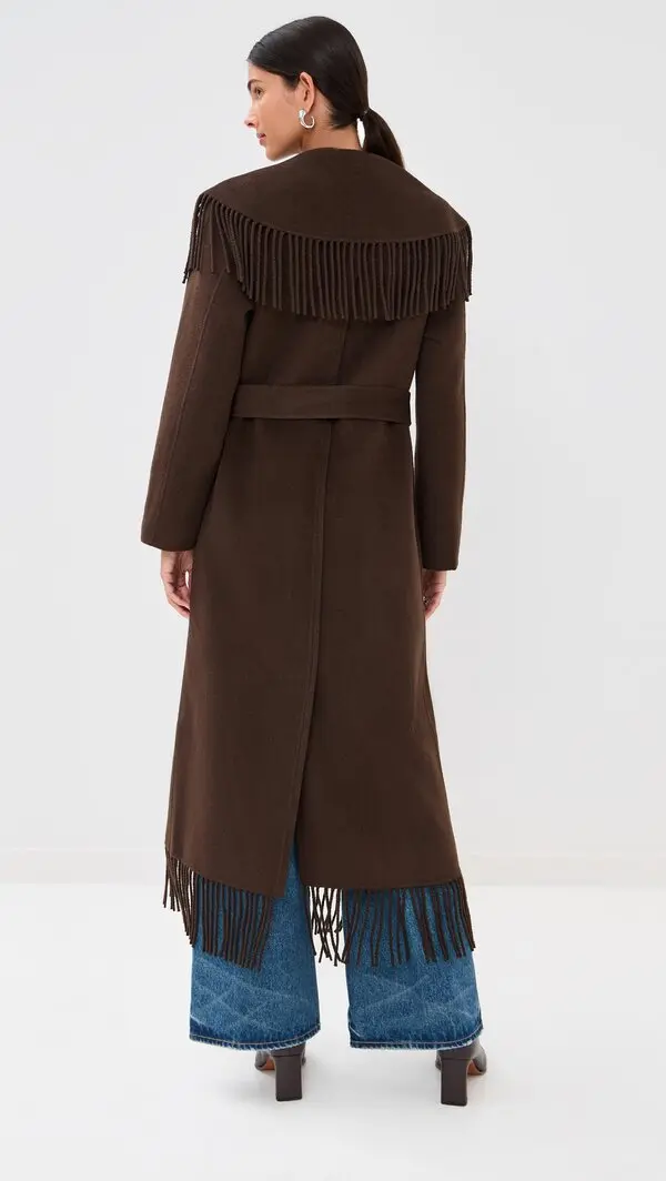 Simkhai Fringe Robe Coat - Chocolate