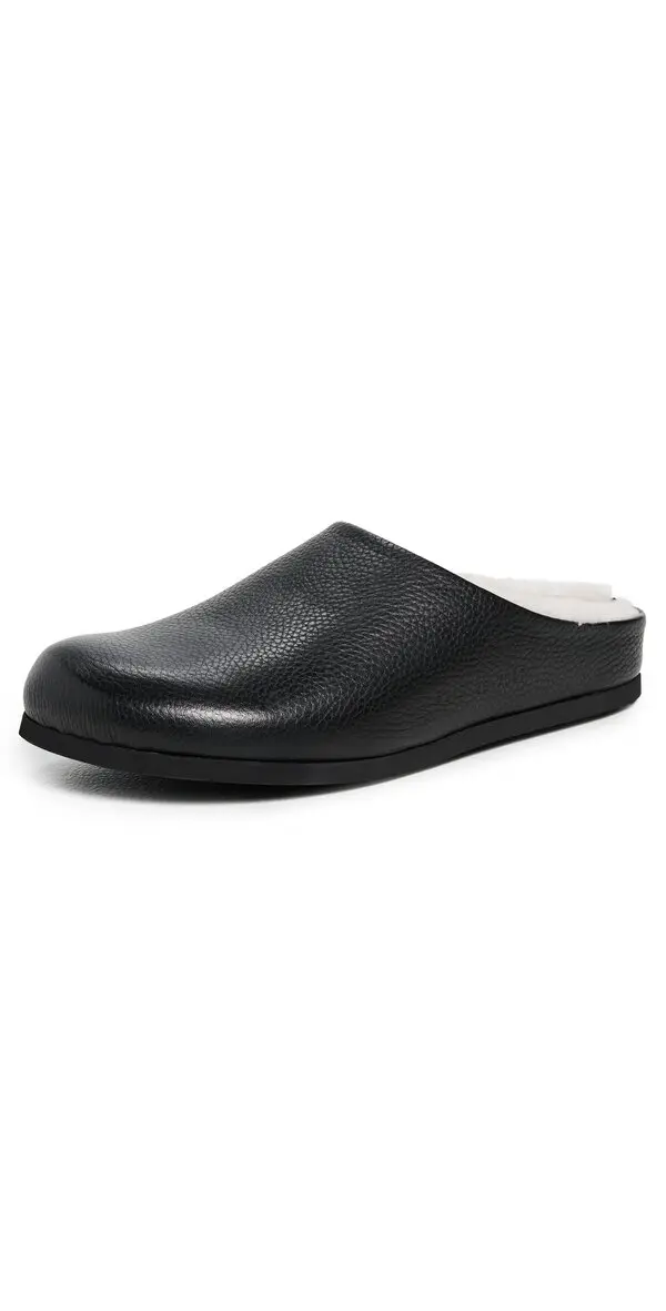 COMMON PROJECTS Leather Clogs With Shearling - Black