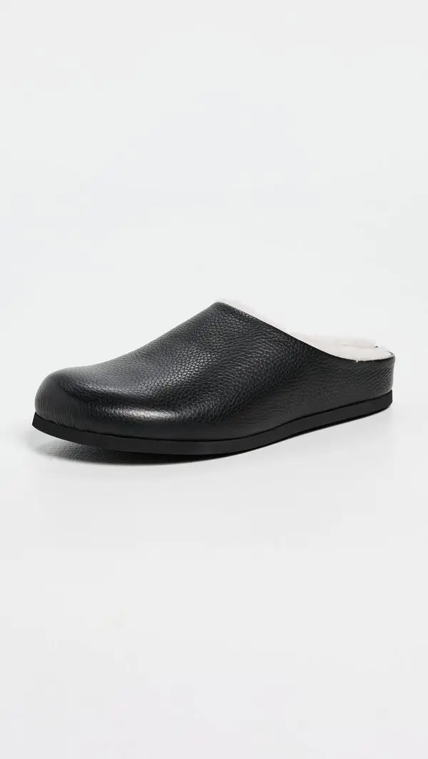 COMMON PROJECTS Leather Clogs With Shearling - Black