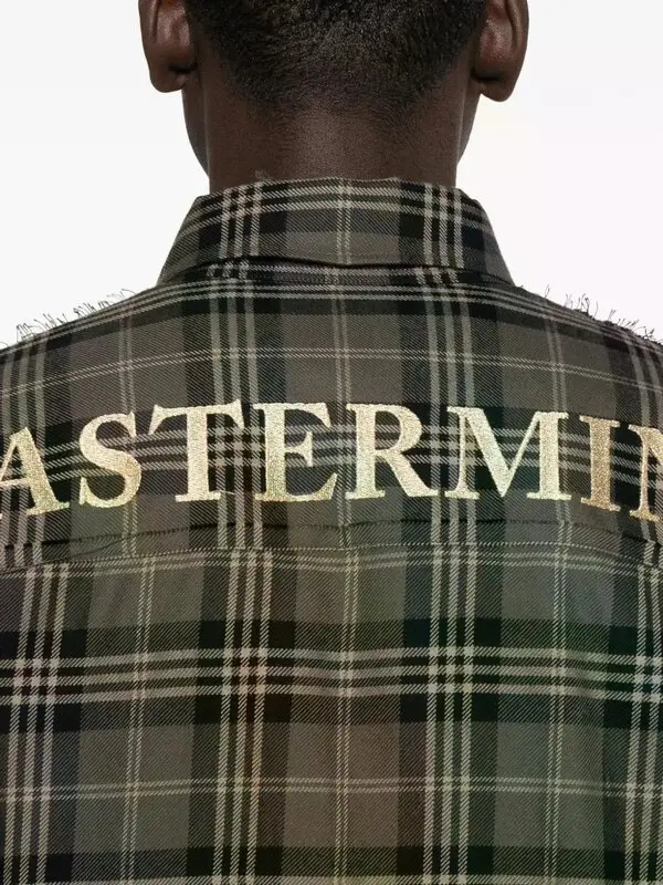 MASTERMIND WORLD Skull-embroidered Plaid Shirt - Brown