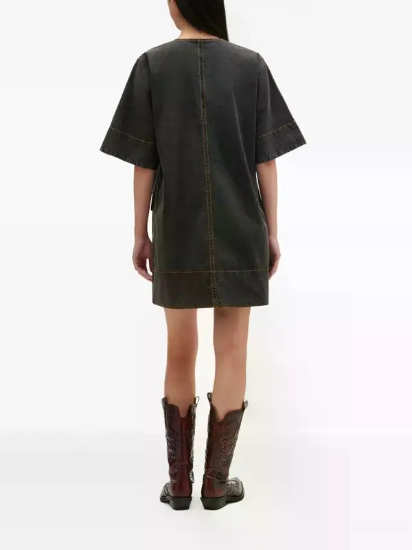 ganni denim dress GANNI Mid Blue Stone Tapestry Denim Mini Dress Mid Blue / 38 main image 1