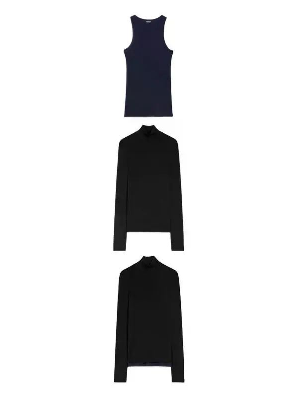 JIL SANDER Wool Layered T-shirt - Black