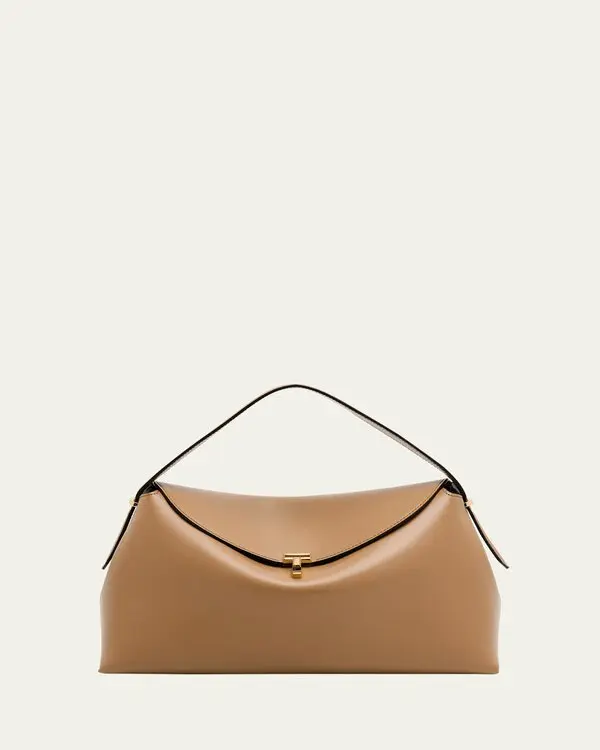 TOTEME T-lock Leather Top-handle Bag - Camel