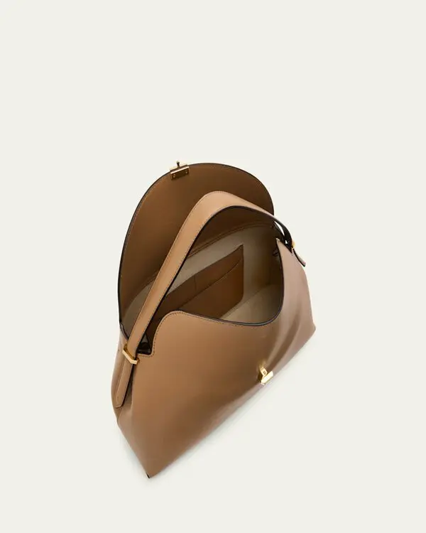 TOTEME T-lock Leather Top-handle Bag - Camel