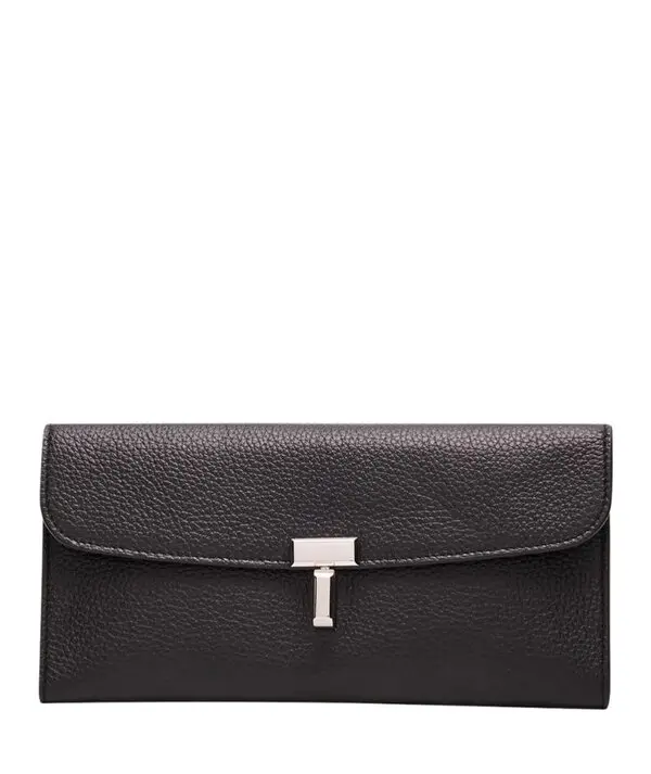 TOTEME T-lock Grain Leather Continental Wallet - Black