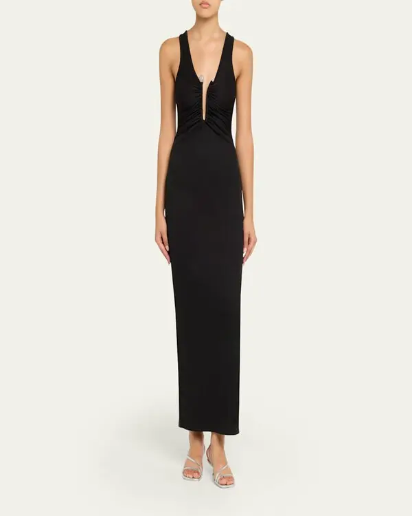 Christopher Esber Crystal Pin Ruched Tank Maxi Dress