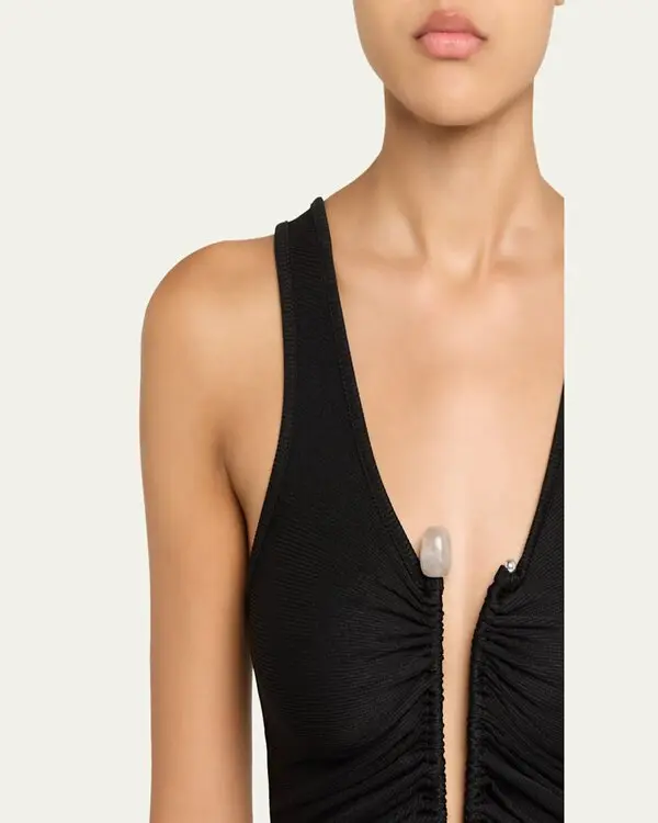 Christopher Esber Crystal Pin Ruched Tank Maxi Dress