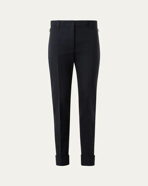 Akris Maxima Wool Stretch Flannel Ankle Pants