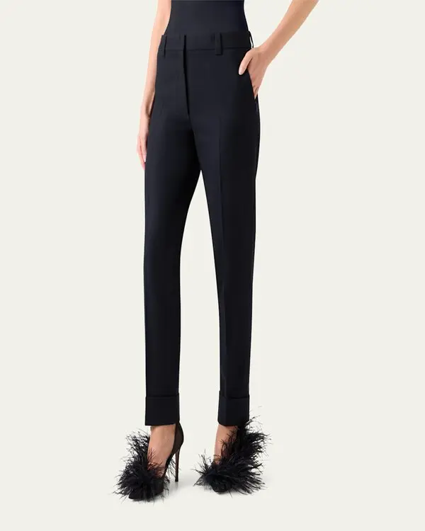 Akris Maxima Wool Stretch Flannel Ankle Pants