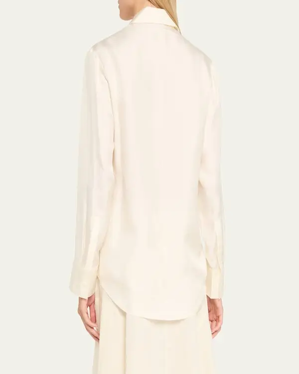 RÓHE Long-sleeve Knot Silk Shirt - Cream